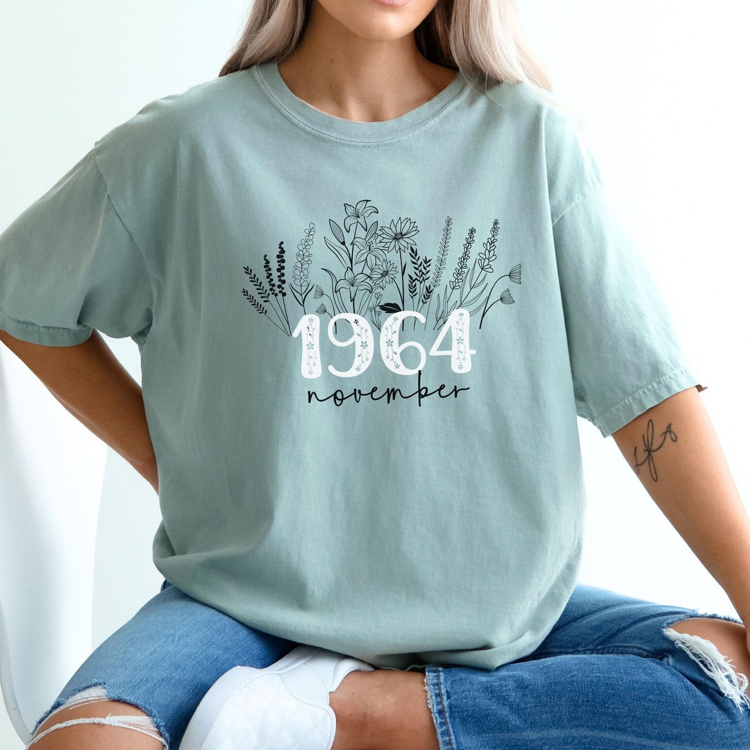 Custom Floral Birthday Shirt, Vintage 1964 Custom Colors Birth Month ...