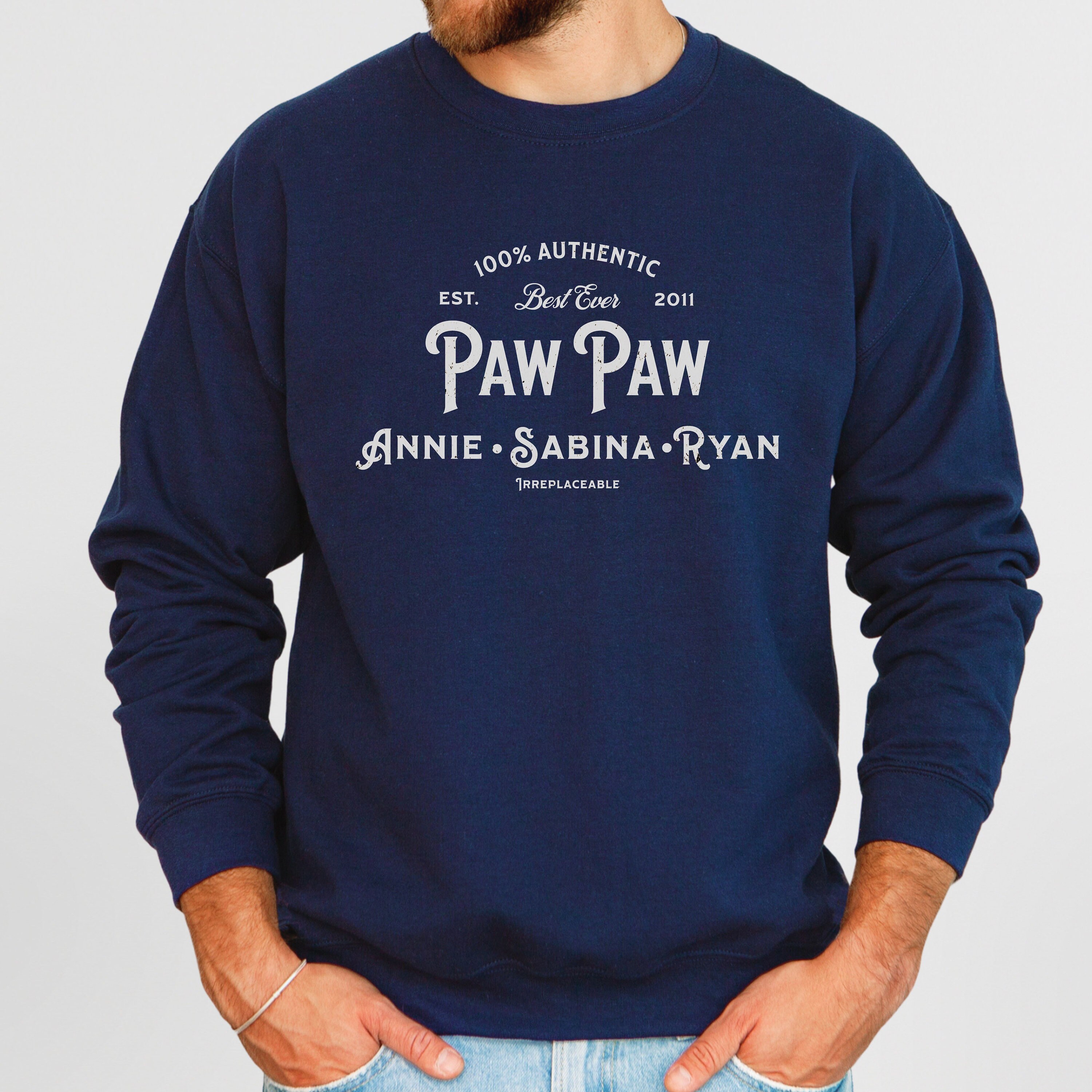 Custom Paw Paw Sweatshirt, Sweater for Grandpa Gift, Personalized Shirt ...