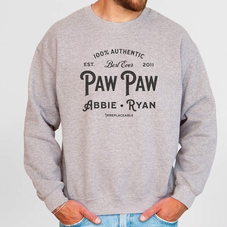 Custom Paw Paw Sweatshirt, Sweater for Grandpa Gift, Personalized Shirt ...
