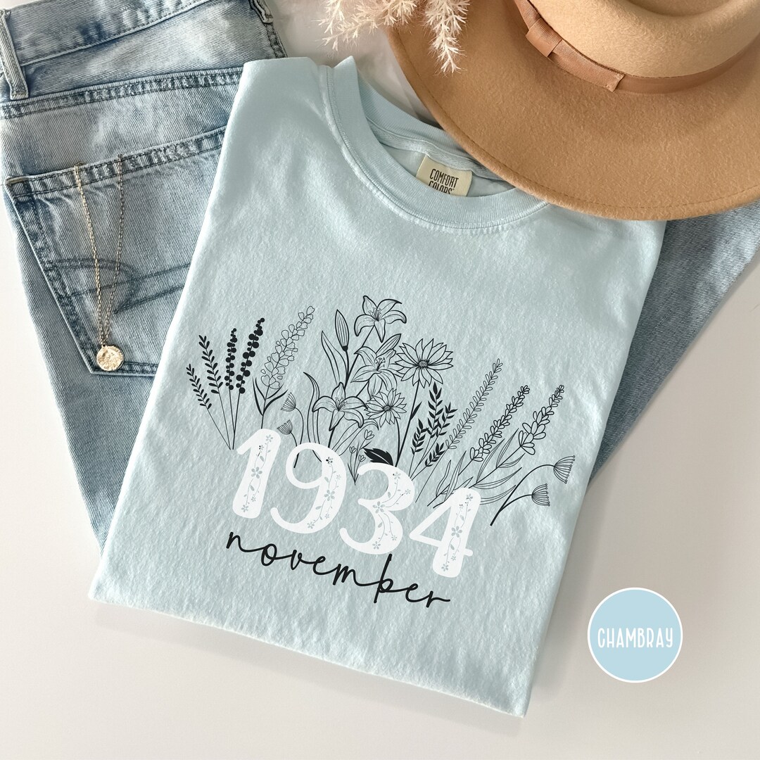 Custom Floral Birthday Shirt, Vintage 1935 Custom Colors® Birth Month ...