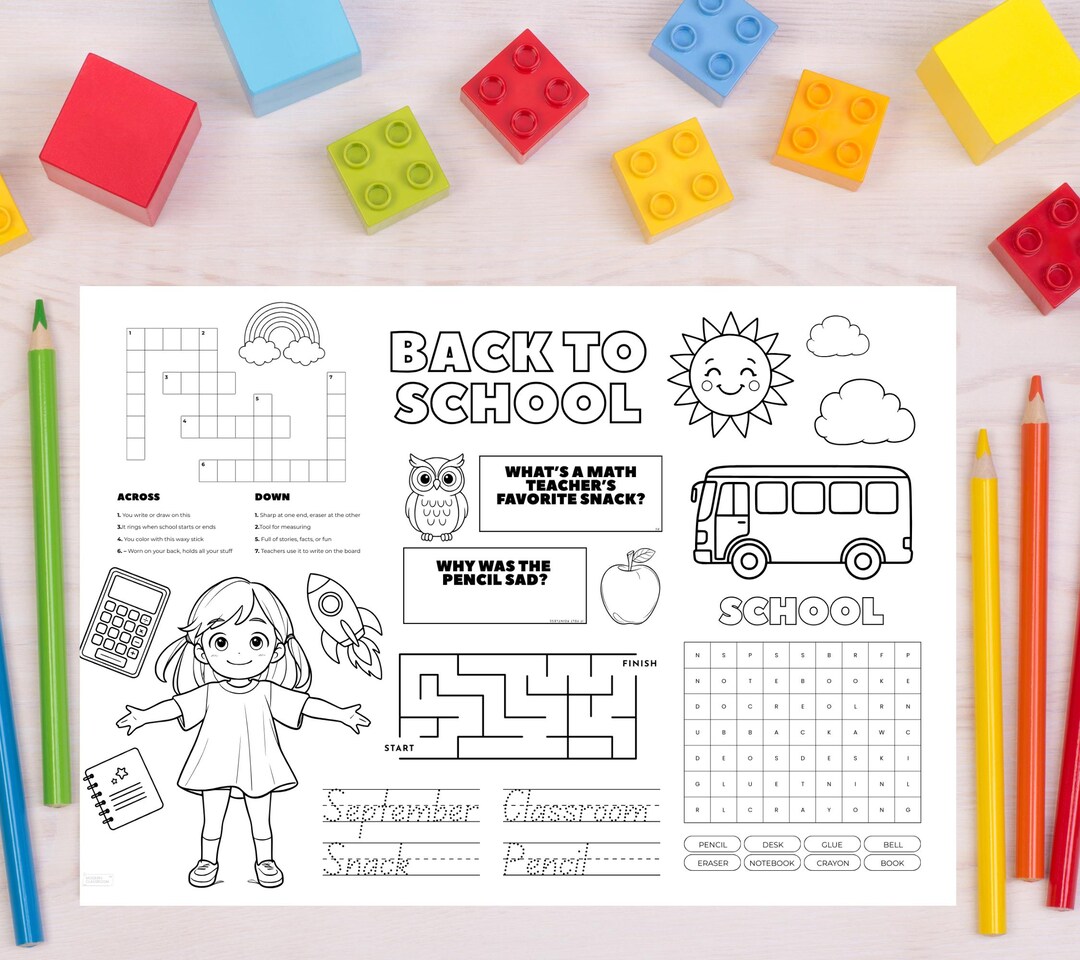 Back to School Coloring Page, Canva Editable, Kids Activity (digital ...