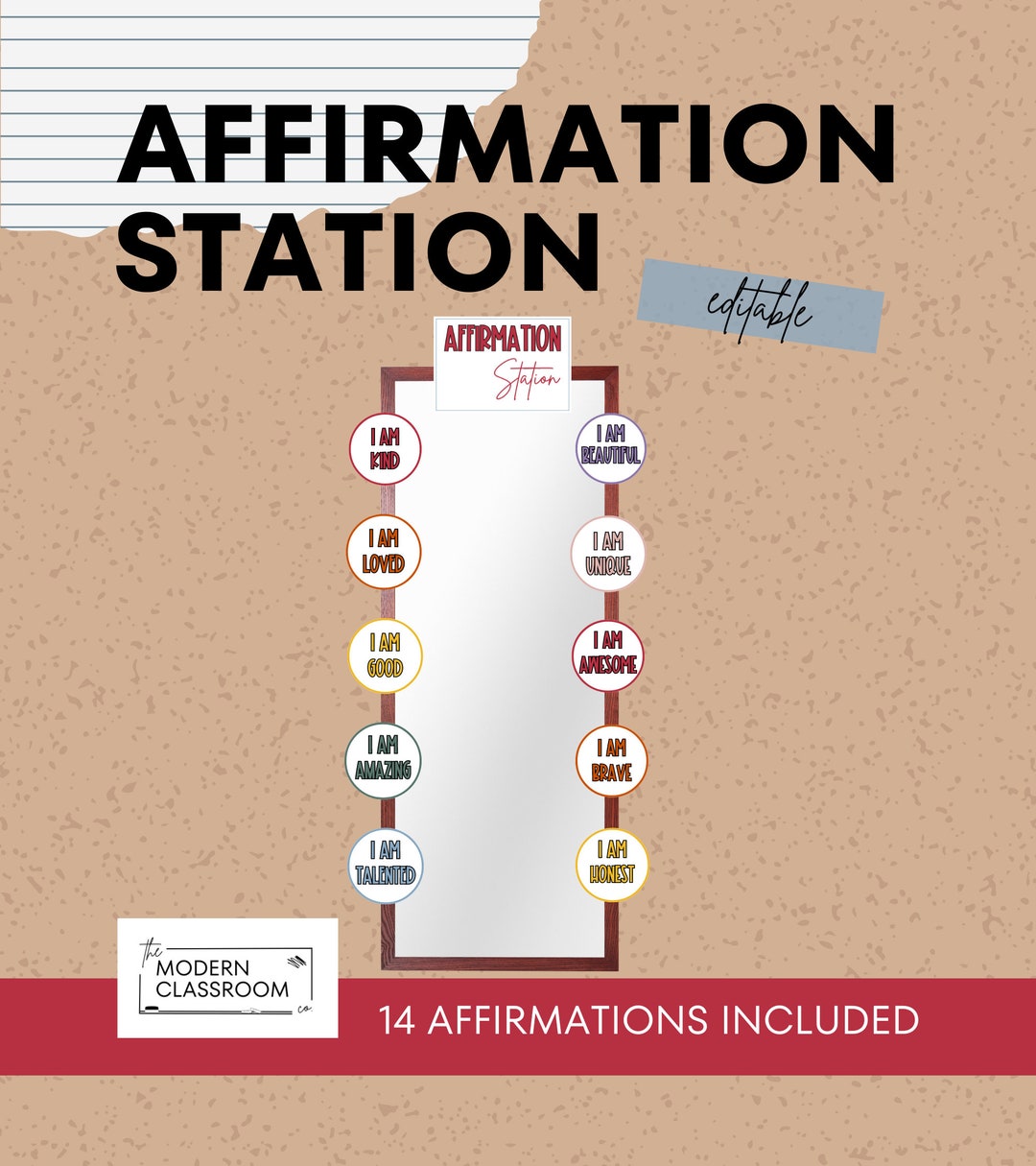 Affirmation Station | Editable | MODERN RAINBOW | Classroom Decor ...