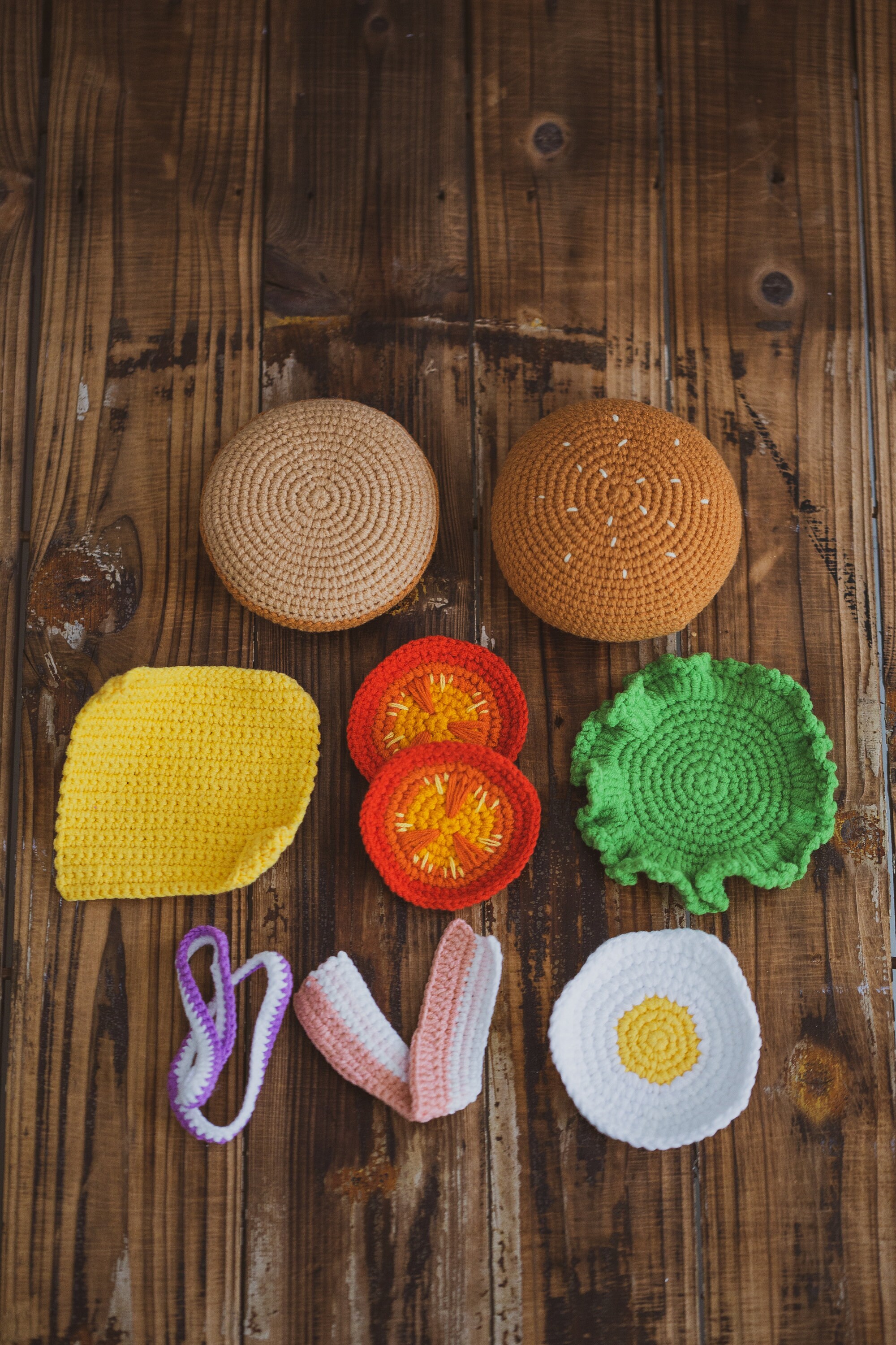 Crochet Burger Stacking Plush Toy Play Kitchen for Kids Burger King ...