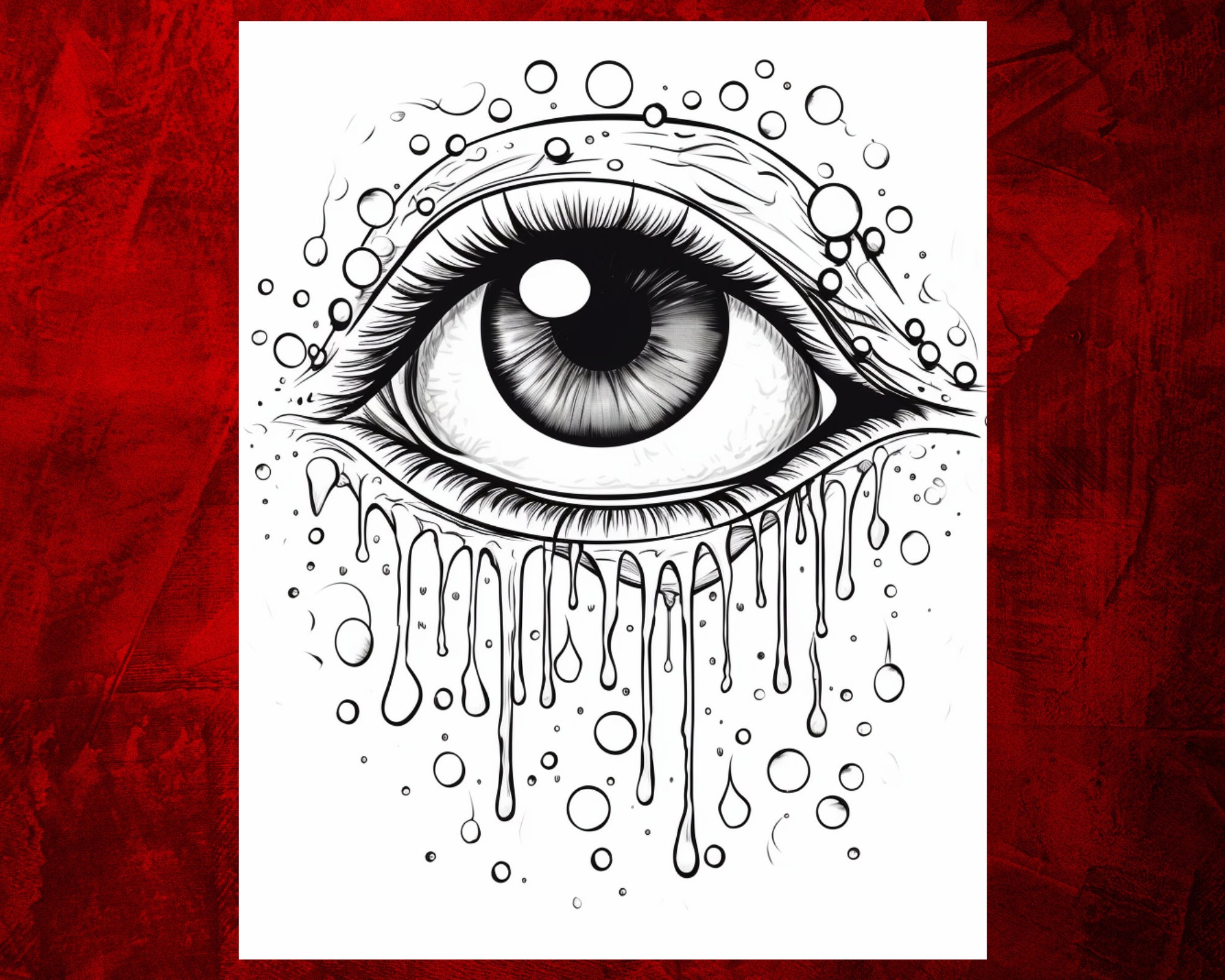 Eyeball Coloring Page, 48 Pages Vol. 3, Drippy, Psychedelic, Adult+kids ...