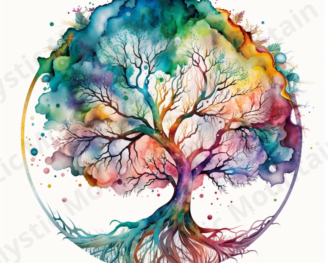 Watercolor Tree of Life, Nature Colorful Clipart, PNG, Commercial Use ...