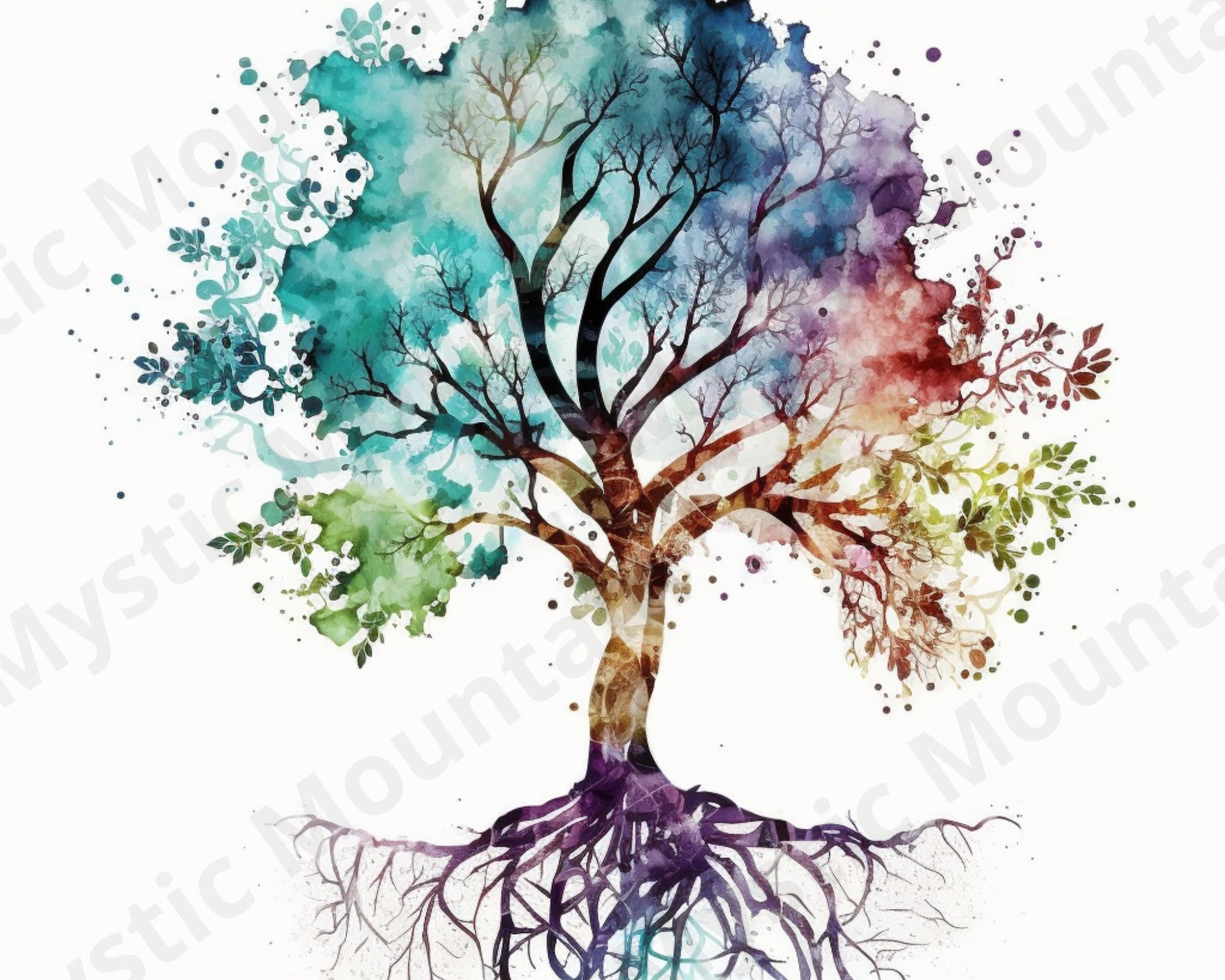 Watercolor Tree of Life, Nature Colorful Clipart, PNG, Commercial Use ...