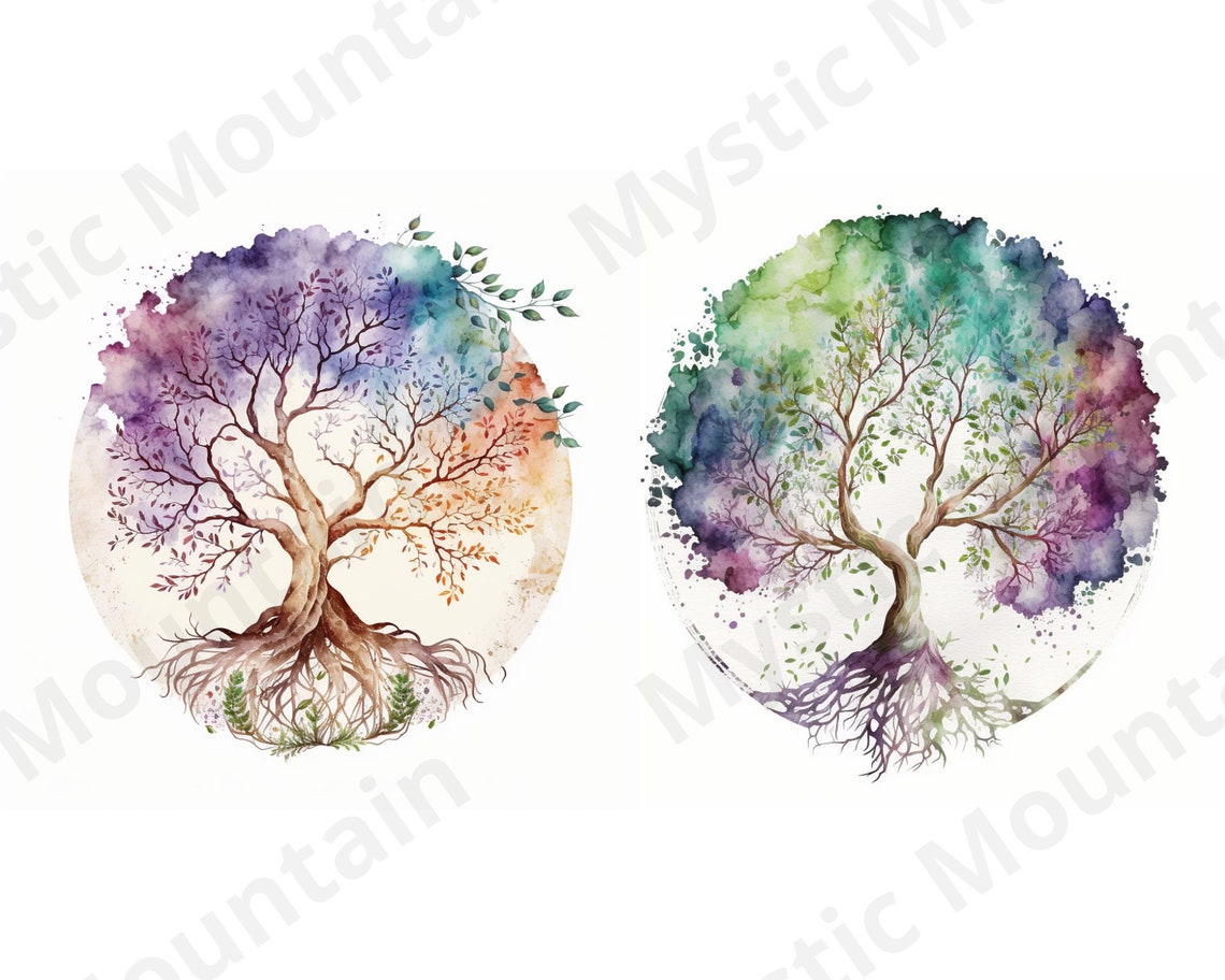 Watercolor Tree of Life, Nature Colorful Clipart, PNG, Commercial Use ...