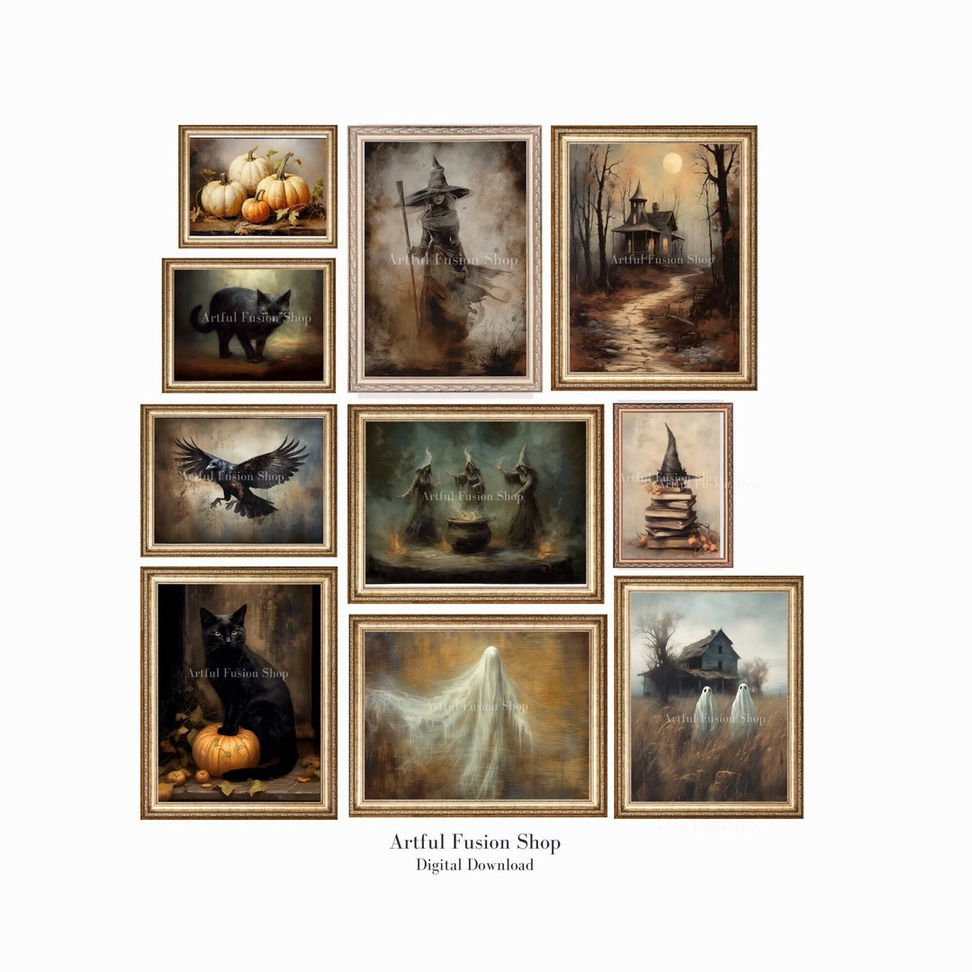 Digital Prints Halloween Gallery Wall Art Set of 10 Printable - Etsy