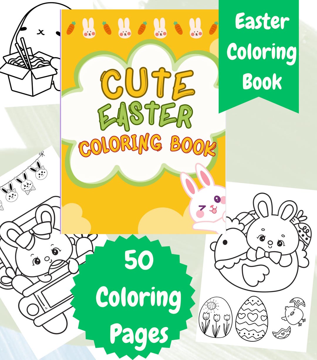 Cute Easter Coloring Pages for Kids, 50 Coloring Sheet Bundle for ...