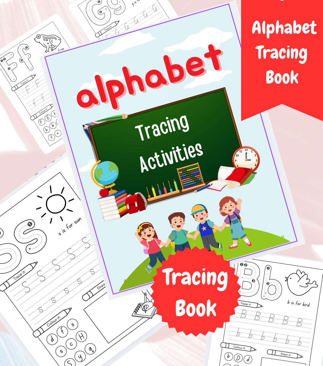 Alphabet Tracing Worksheets Kindergarten Preschool ABC Tracing Book ...