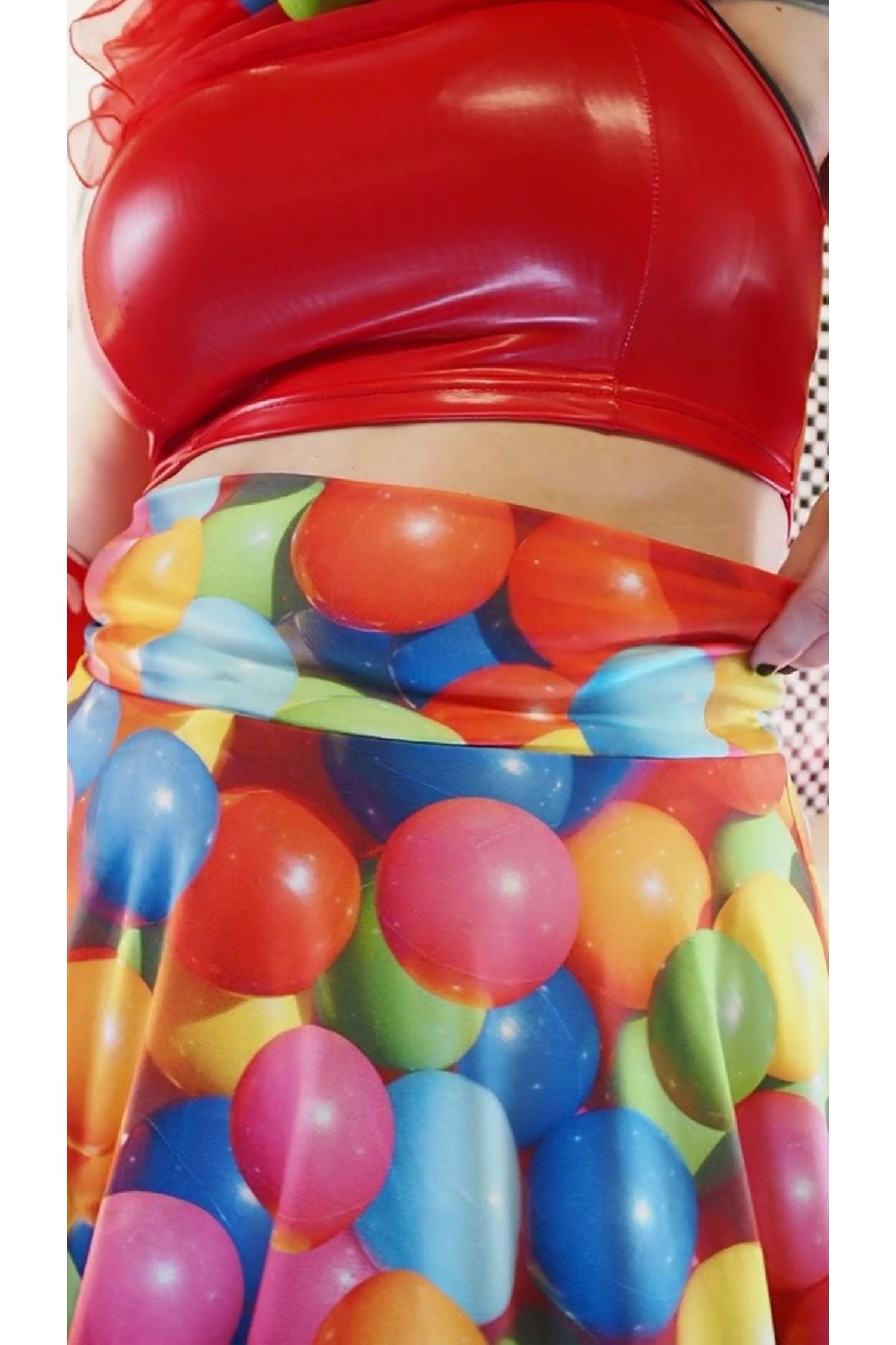 Balloonatic Skate Skirt, Rainbow Kandi Ball Pit Balls Print Circus ...