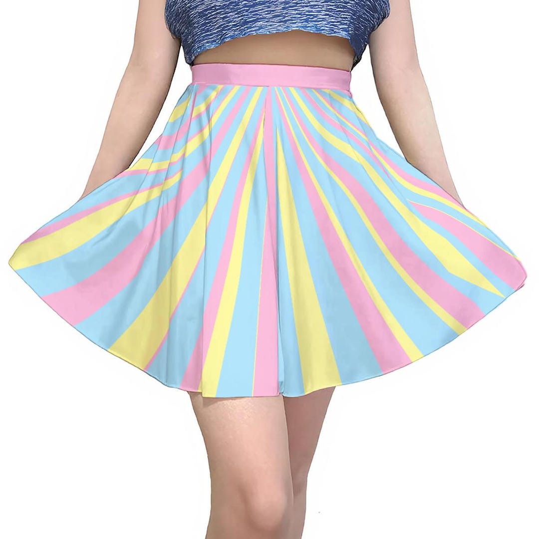 Dreamy Circus Pastel Stripe Mini Skirt! Womens Kidcore Clowncore Cute ...
