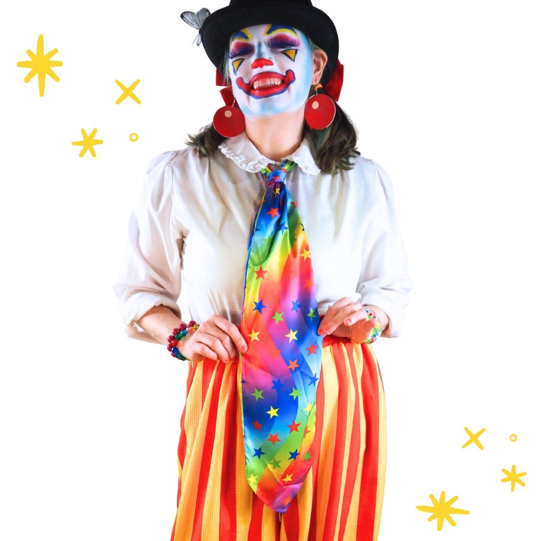 Rainbow Star Party Clown Cravat Tie Scarf Groovy Colorful Clowncore ...