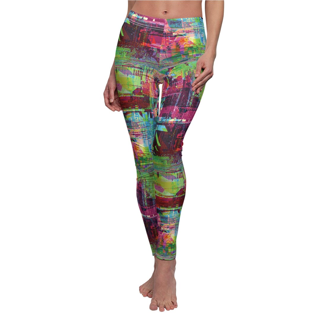 Cyberpunk Glitch Art Leggings Weirdcore Webcore Womens Tights Workout ...