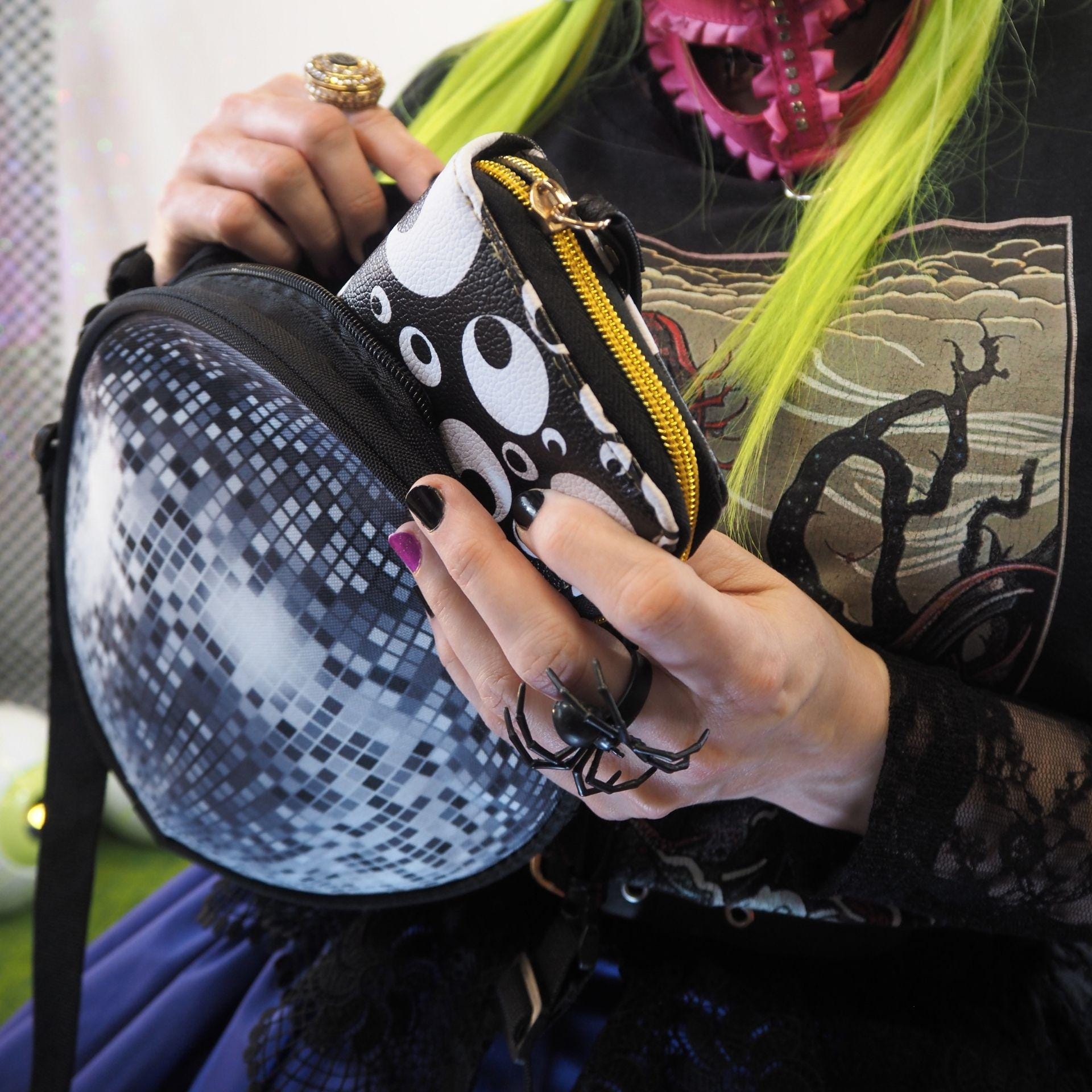 Disco Ball Purse Crossbody Bag, Cute Retro Round Satchel Zipper Pouch ...