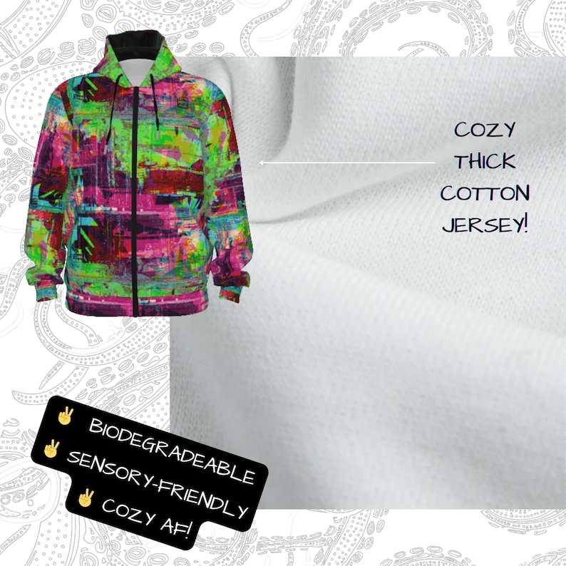 Glitchscape Cyberpunk Zip up Hoodie COTTON Nonbinary Webcore Weirdcore ...