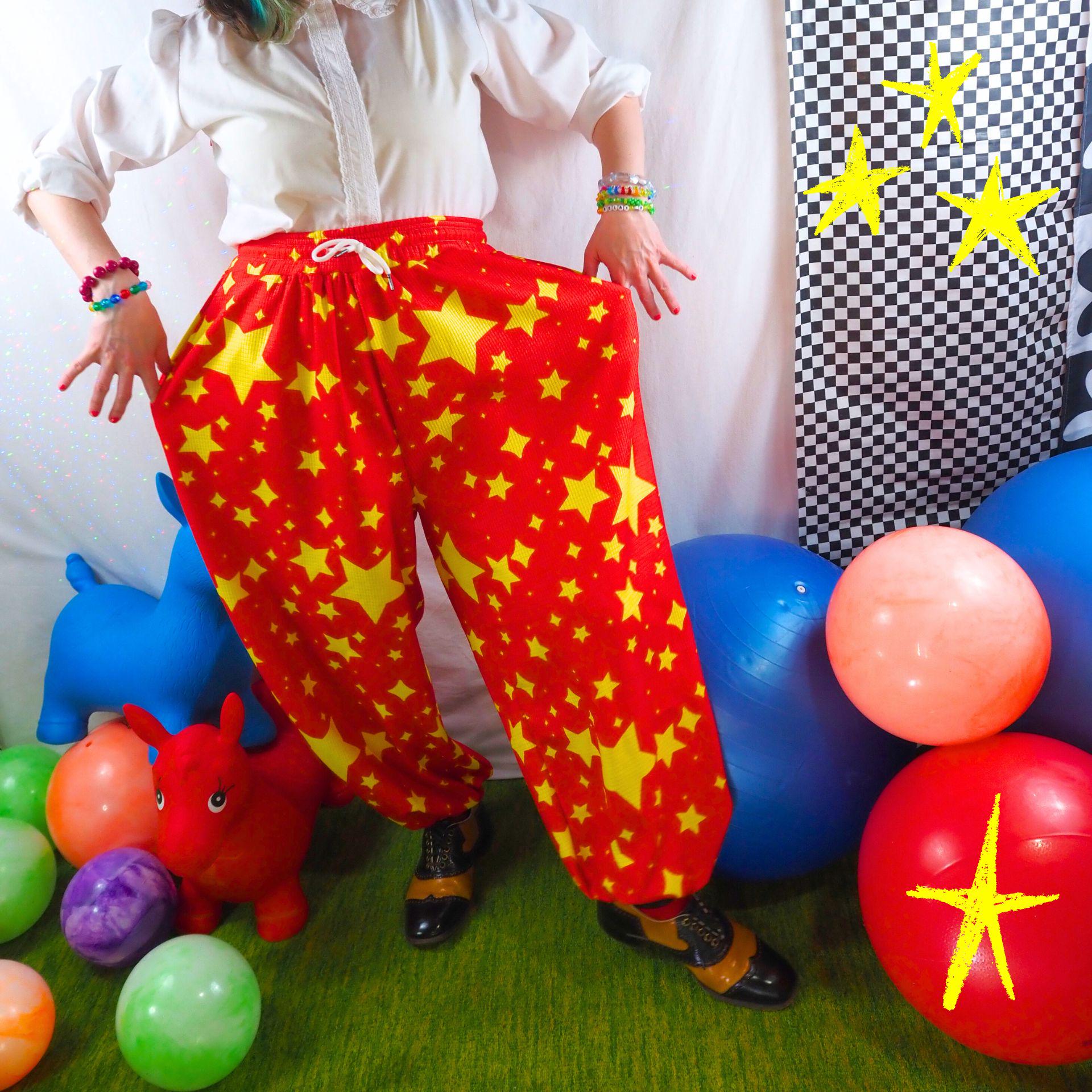 Ruby Stardust Clown Pantaloons, Nonbinary Cosplay Clowncore Big Red ...