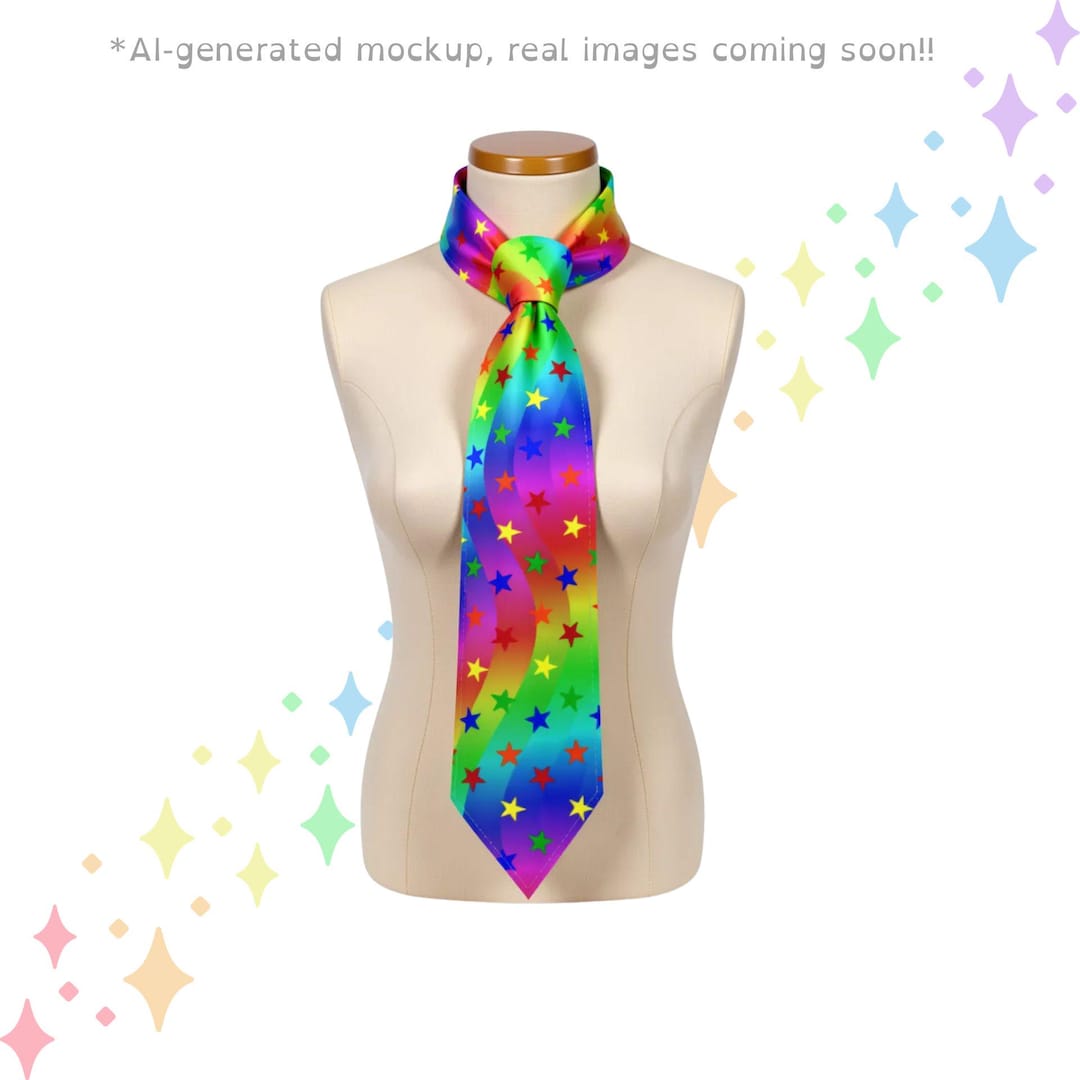 Rainbow Star Party Clown Tie Necktie Groovy Colorful Clowncore ...