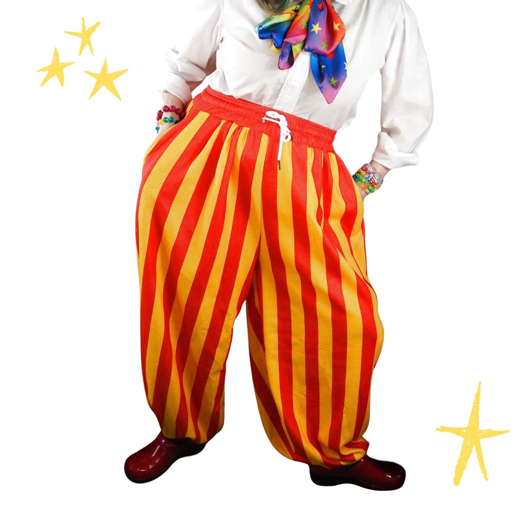 Sun Stripe Clown Pantaloons, Nonbinary Cosplay Clowncore Red and Yellow ...