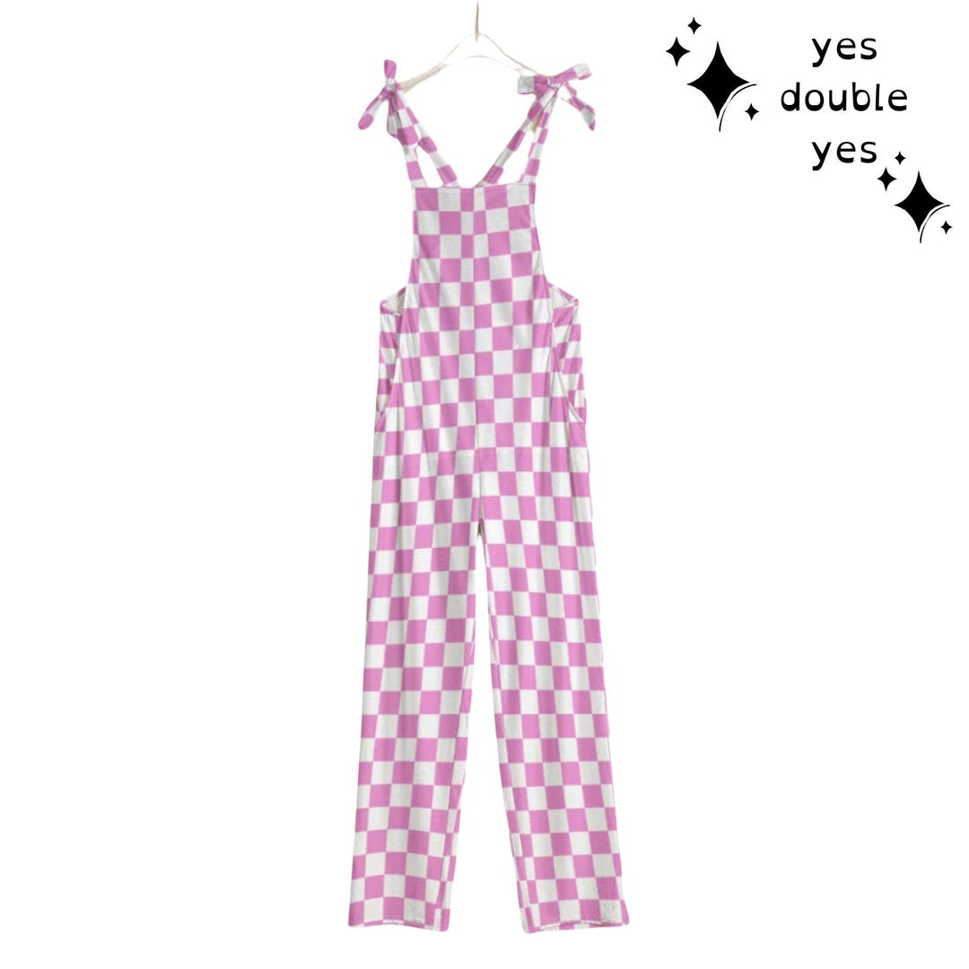 Candy Pink Pastel Checkered Clown Overalls, Sweet Clowncore Costume ...