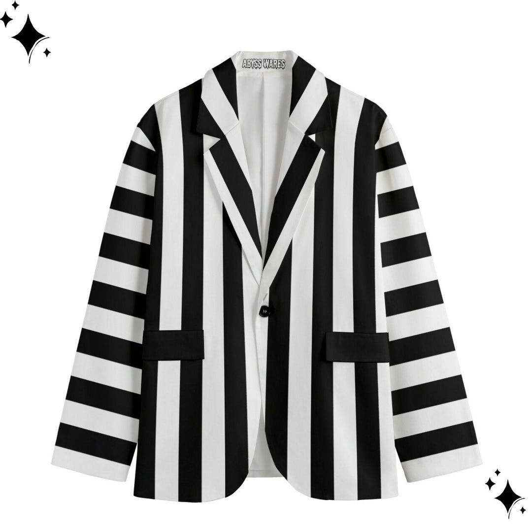 Juicy Beetle Suit Coat, Black and White Striped Cosplay Cotton Costume ...