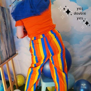 Jolly Stripe Clown Pants, Nonbinary Cotton Clowncore Wide Leg Red Blue ...