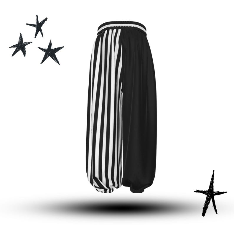 Pierrot Jester Split Stripe Clown Pants, Half Black Half Striped ...