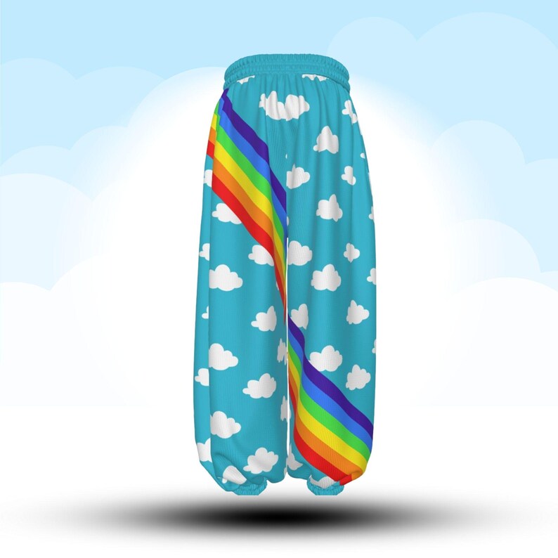 Silly Sun Clouds N Rainbow Stripe Clown Pants, Fun Cute Cutecore ...