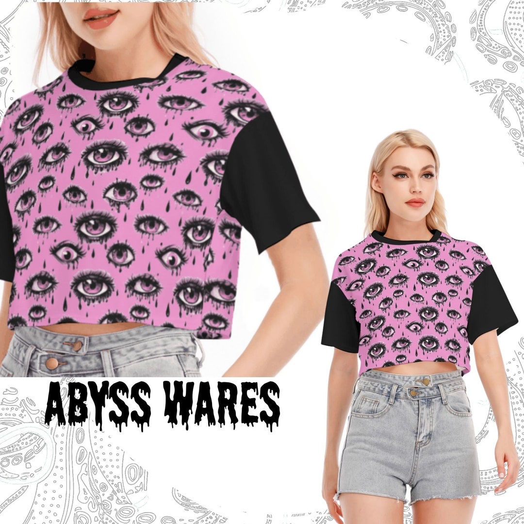 Pretty Drippy Crop Top Pastel Goth Eyes Weirdcore Scenecore COTTON ...