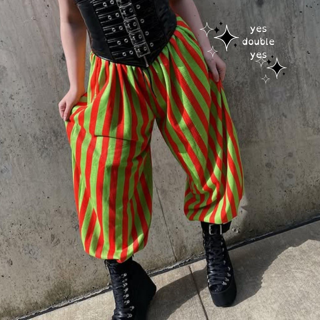Orange Limeade Balloon Clown Pants, Funny Striped Blaze and Green ...