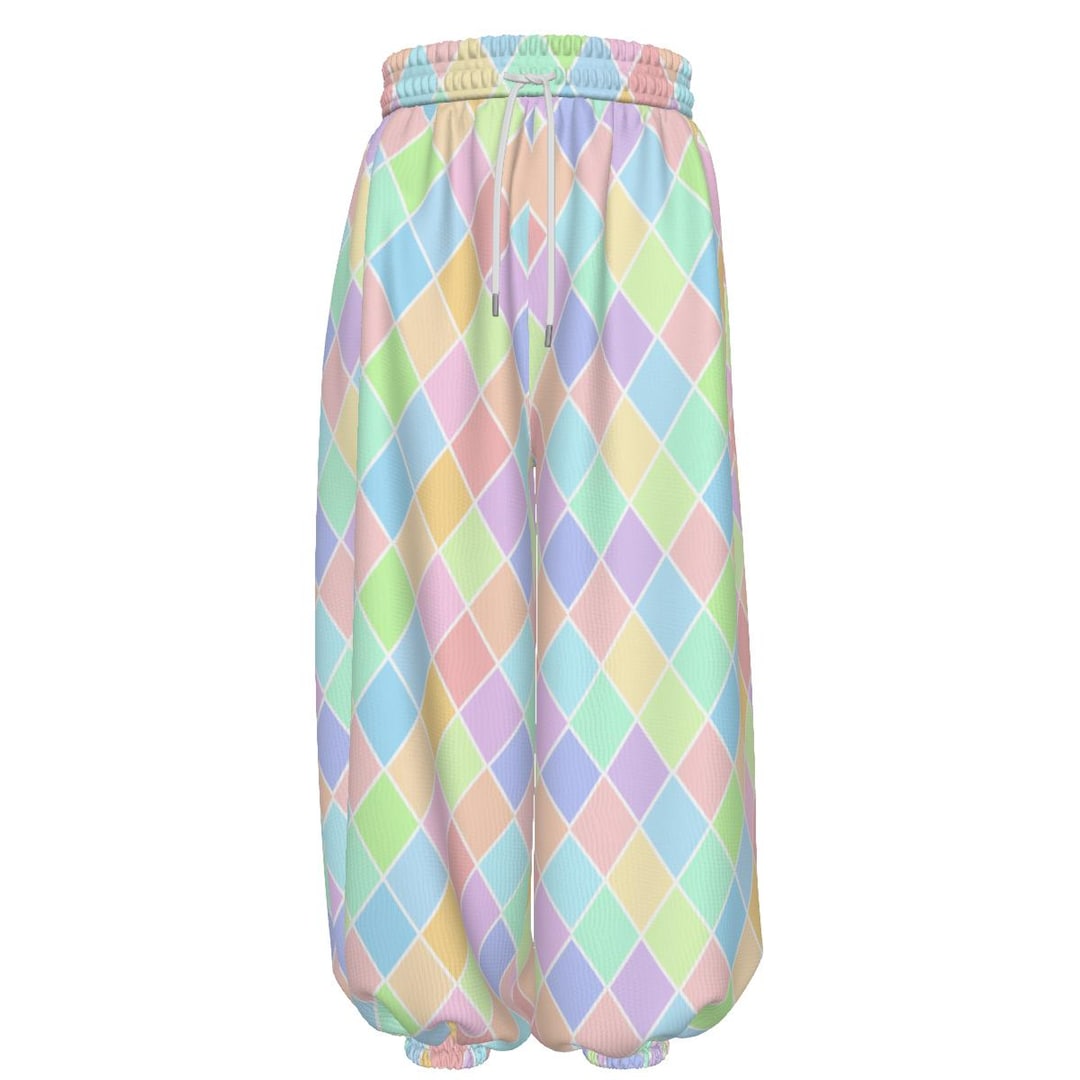 Pastel Harlequin Jester Clown Pants, Poofy Diamond Circus Pattern Yumi ...