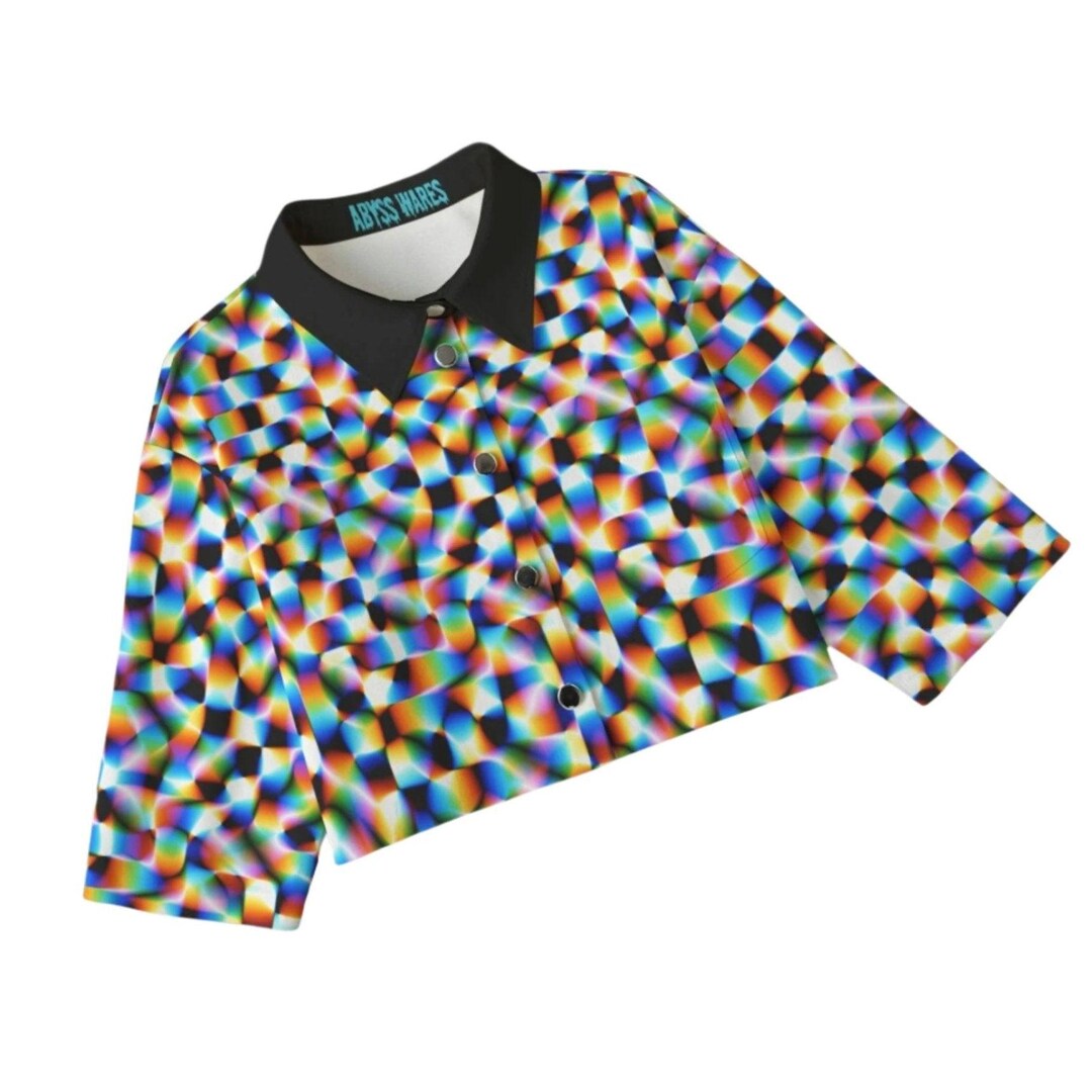 Checker Hacker Bolero Cropped Jean Jacket Cute Weird Womens Cyberpunk ...