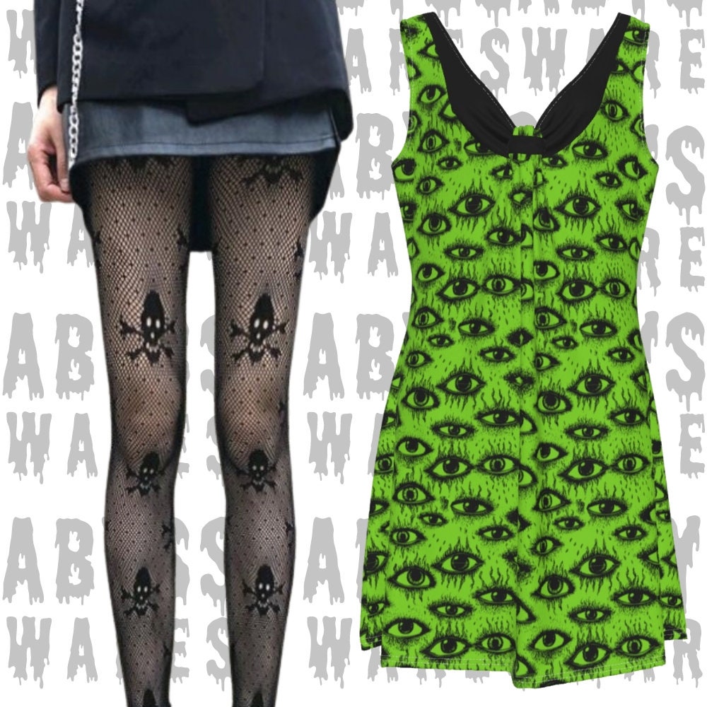 Alien Evil Eye Green Weirdcore Dress Alien Monster Eyeballs - Etsy