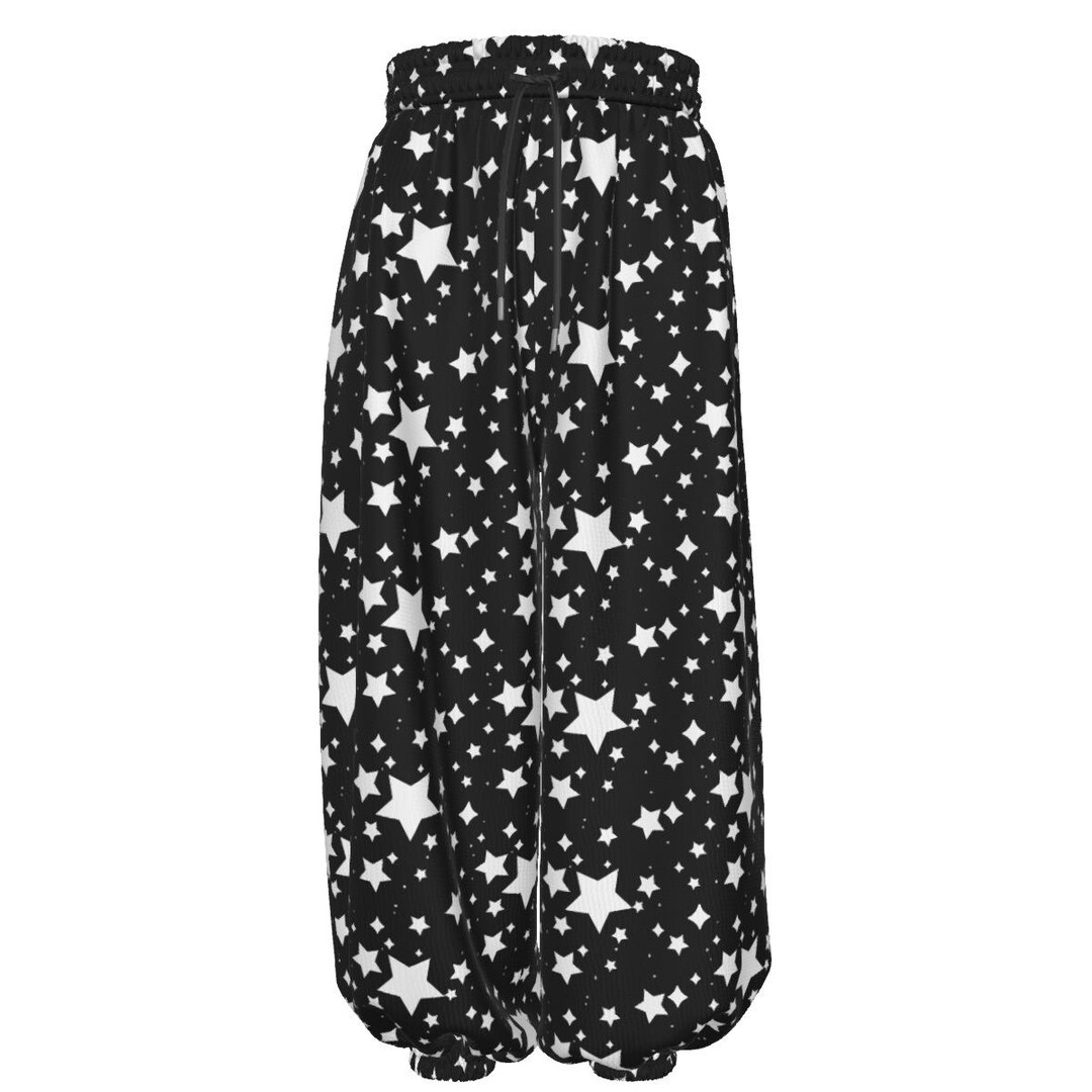 Black White Stardust Baggy Clown Pants, Pierrot Whimsigoth Clowncore ...