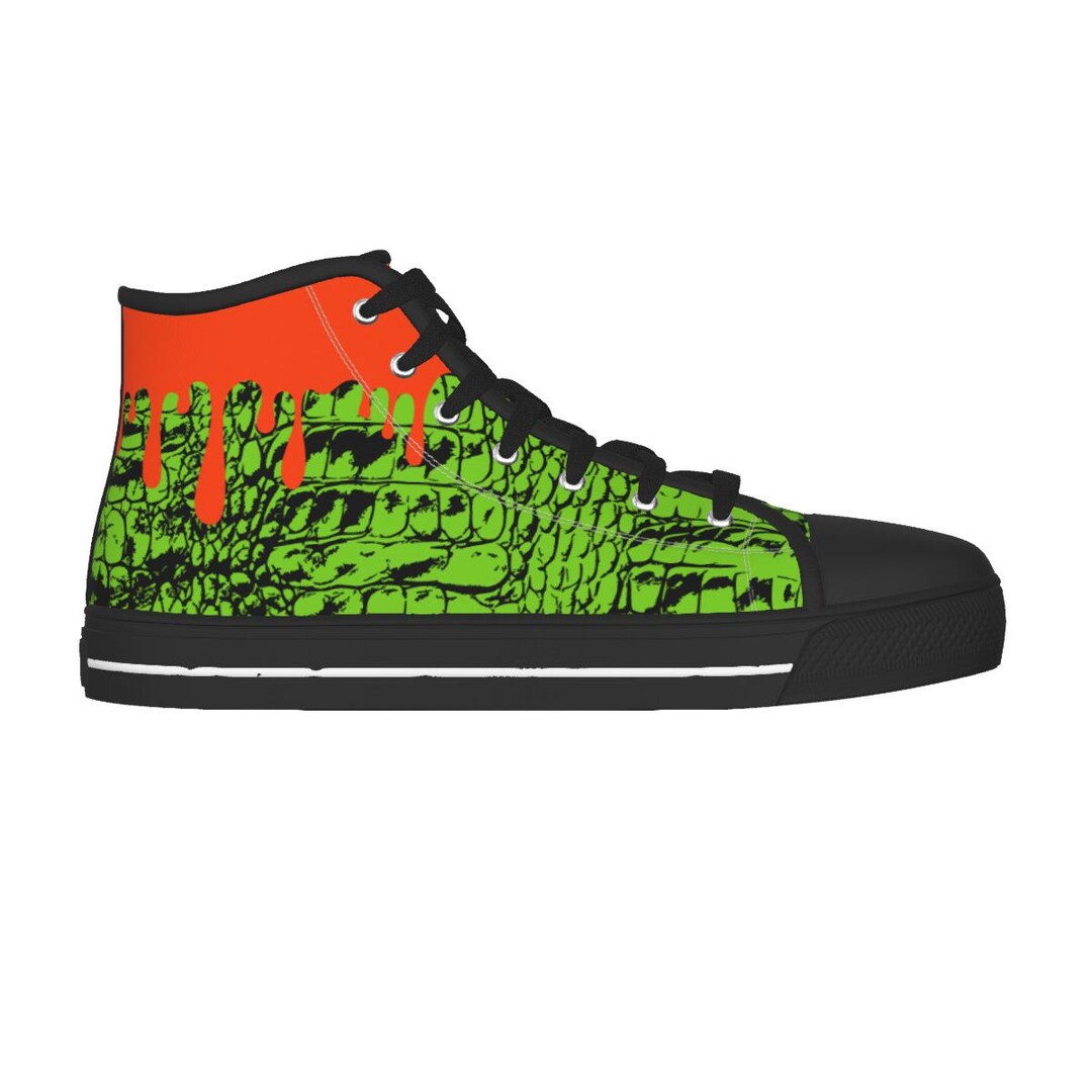 Drip Lizard Splat Sneakers Unisex Nonbinary Weirdcore Alternative Skate Shoes Lime Green Blaze ...