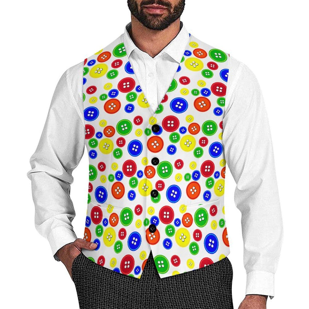 Big Ol' Buttons Fancy Vest, Silly Clown Polkadot Mens Clowncore ...