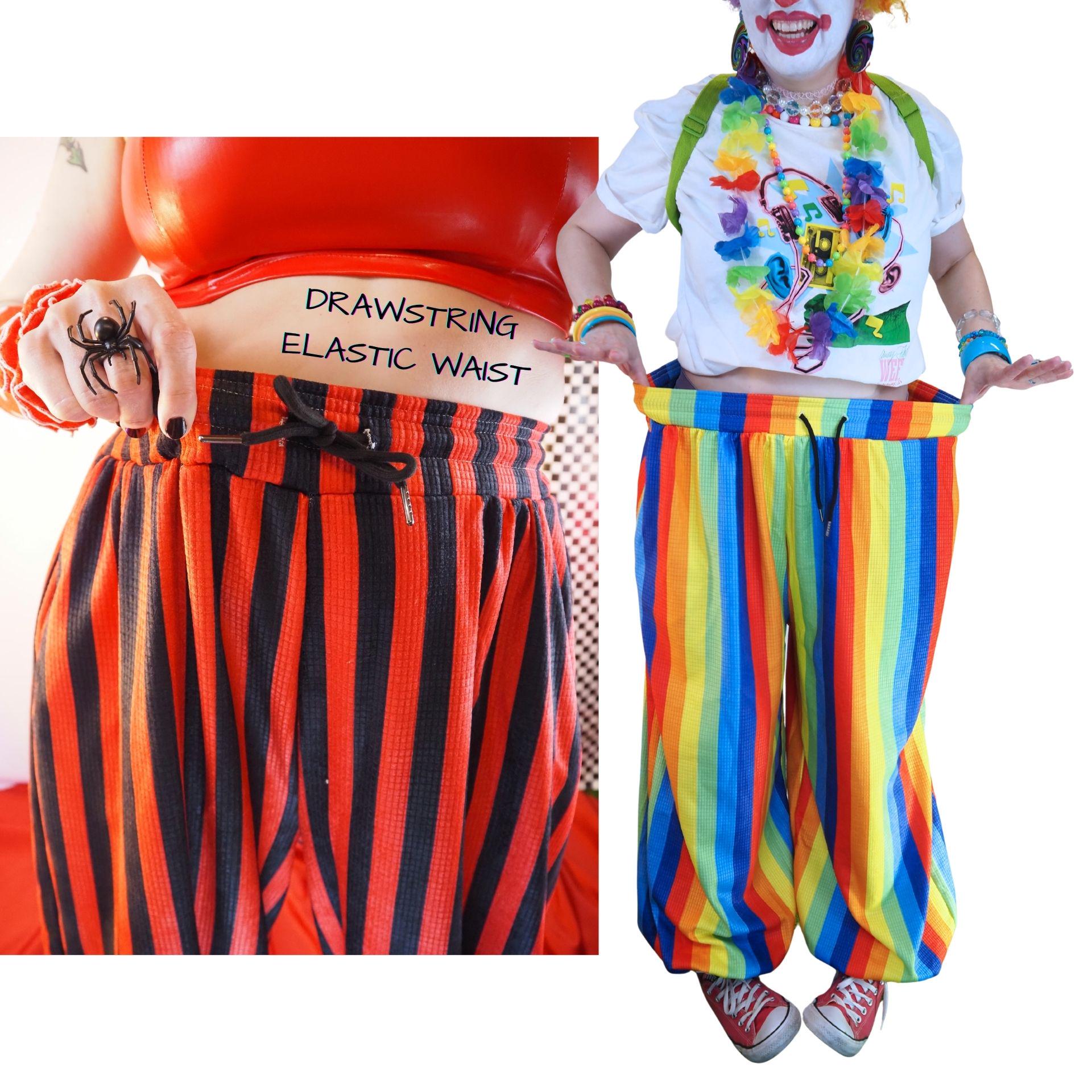 Sun Stripe Clown Pantaloons, Nonbinary Cosplay Clowncore Red and Yellow ...