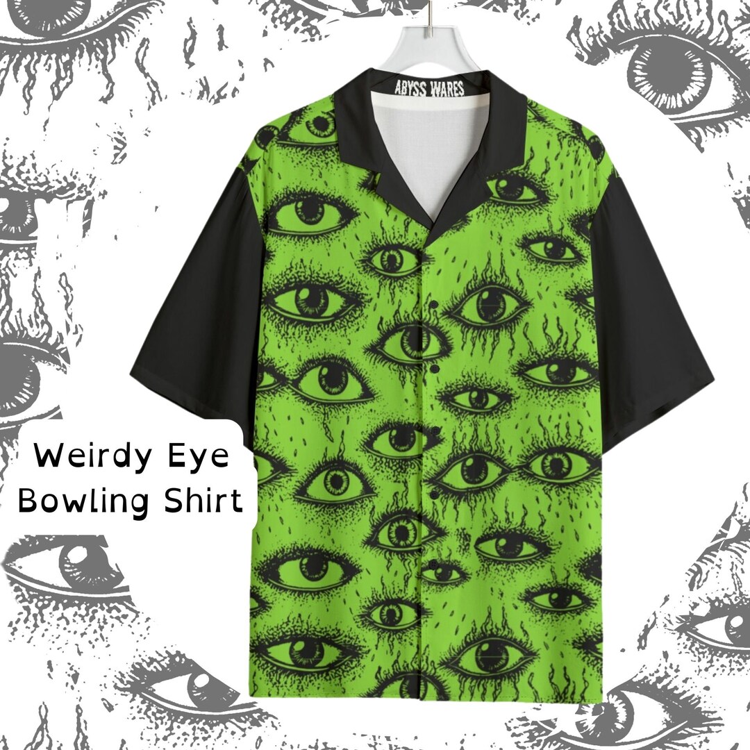 Alien Eye Weird Mens Bowling Shirt Acid Goth Weirdcore Eyes Button-up ...