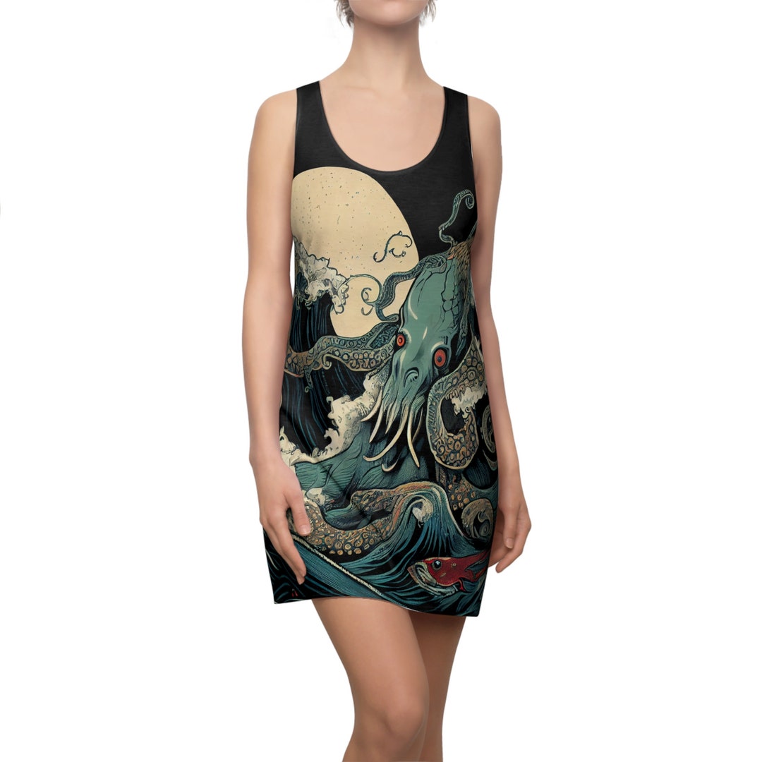 Cthulhu Ukiyoe Sundress Cryptid Fantasy Dress Ocean Inspired Style ...