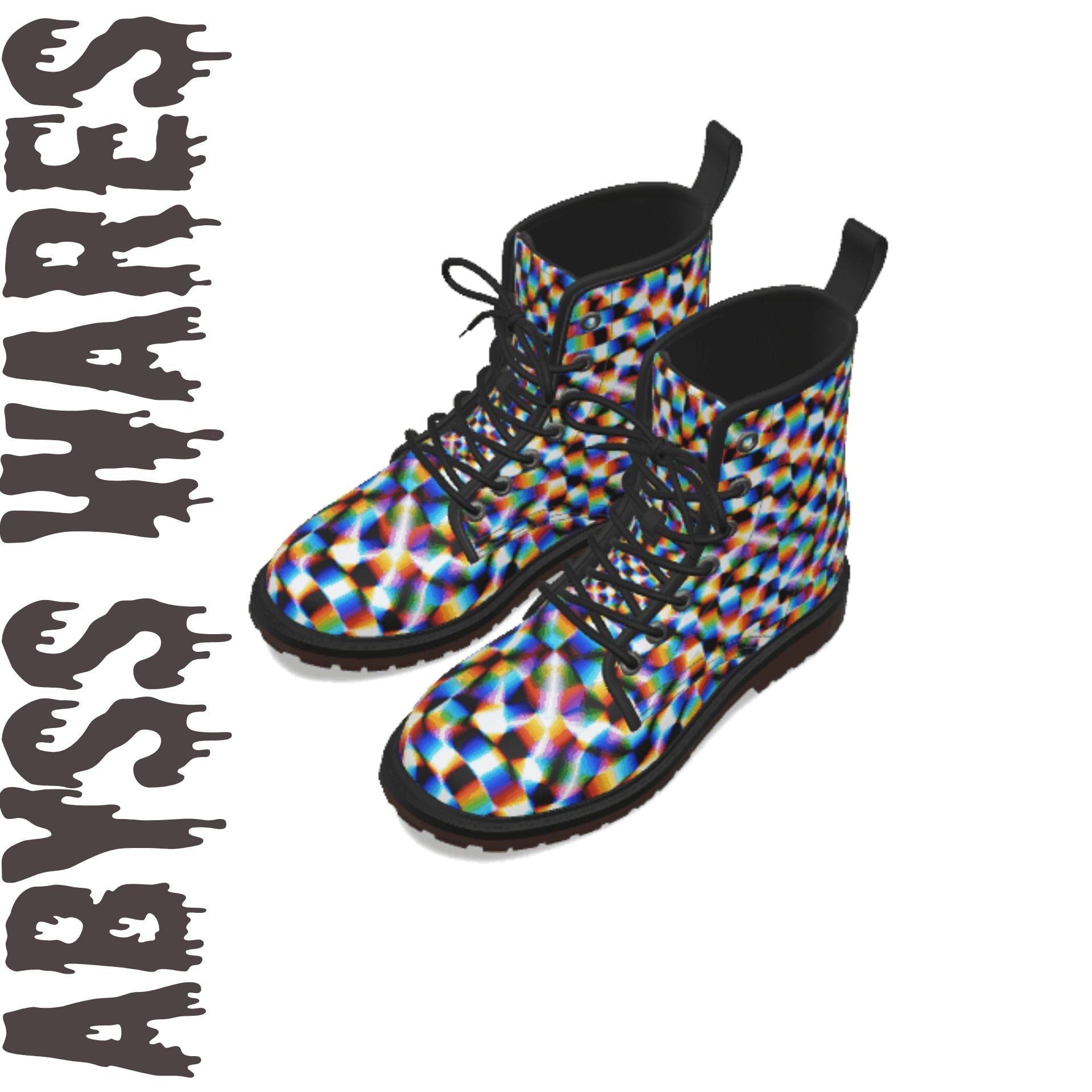 Checker Hacker Combat Boots Vaporwave Whimsigoth Nonbinary Weirdcore ...