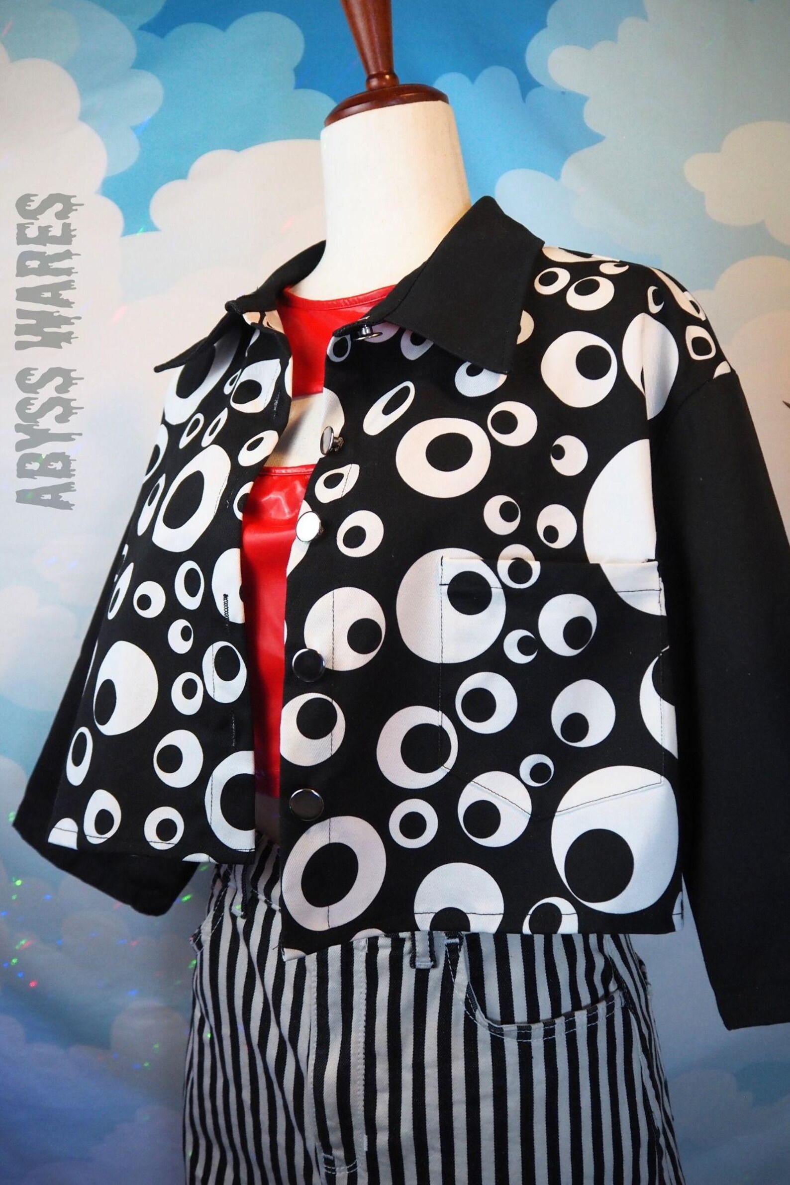 Googly Eyes Bolero, Whimsigoth Weirdcore Cropped Jean Jacket - Etsy