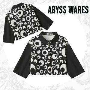 Googly Eyes Bolero, Whimsigoth Weirdcore Cropped Jean Jacket - Etsy