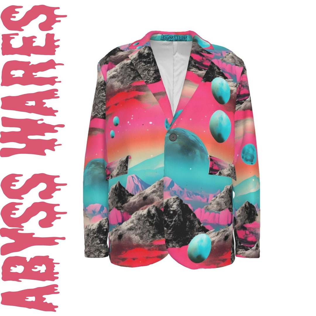 Vaporwave Moons Weirdcore Mens Blazer Weird Stuff Futuristic Clothing ...