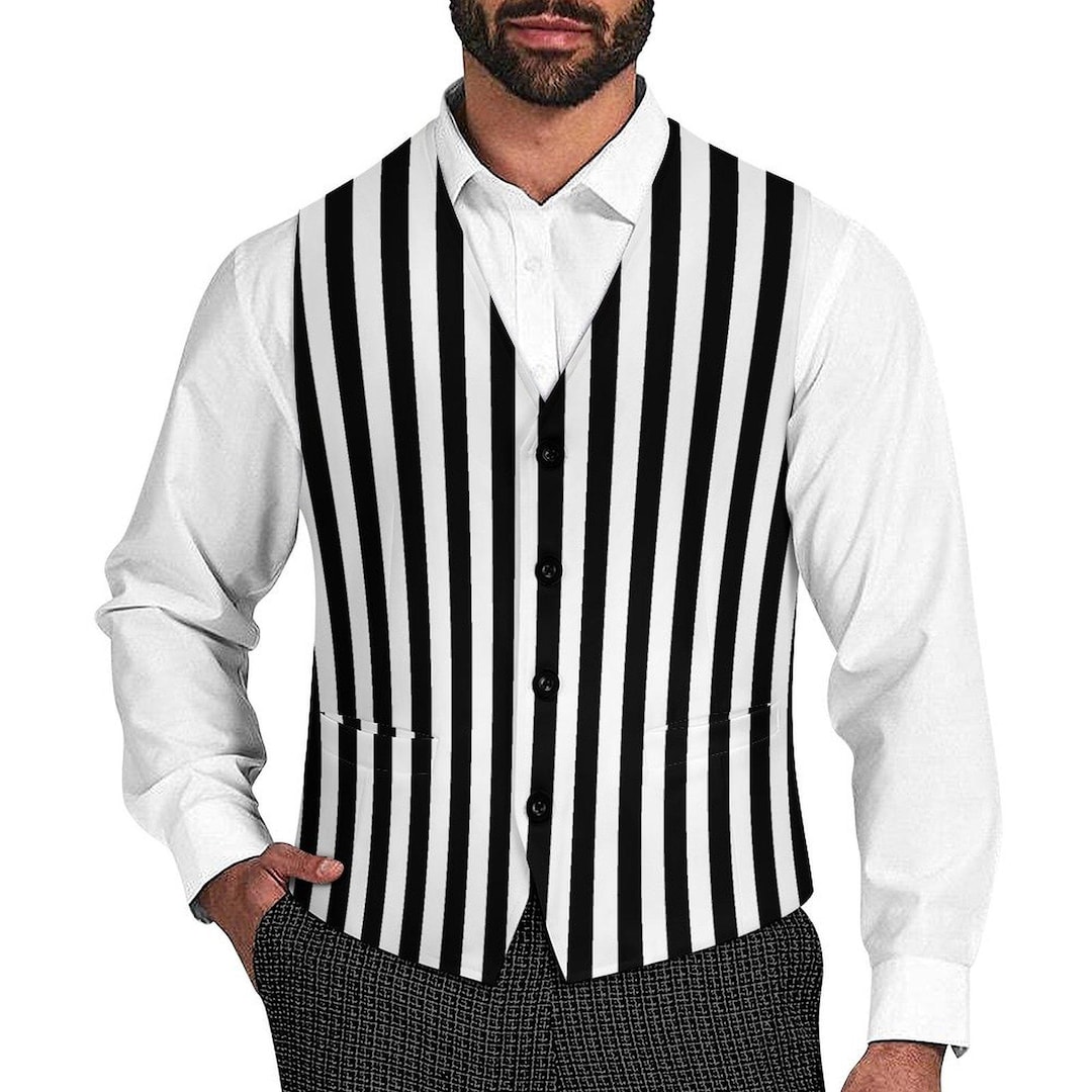 Pierrot Stripe Jester Vest, Barber Shop Silly Goth Clown Stripes Mens ...