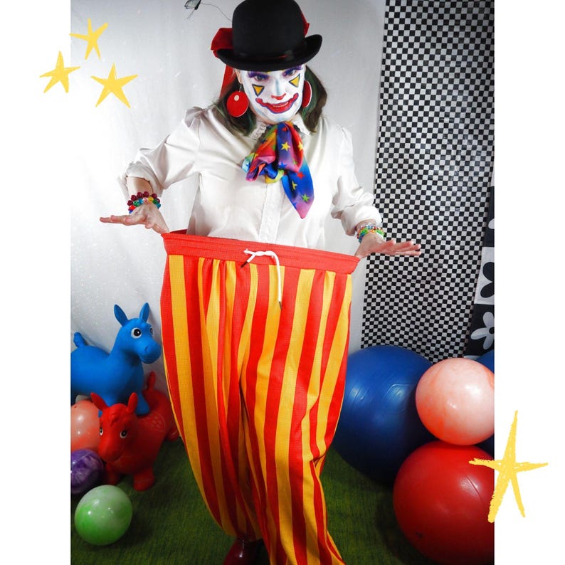 Sun Stripe Clown Pantaloons, Nonbinary Cosplay Clowncore Red and Yellow ...