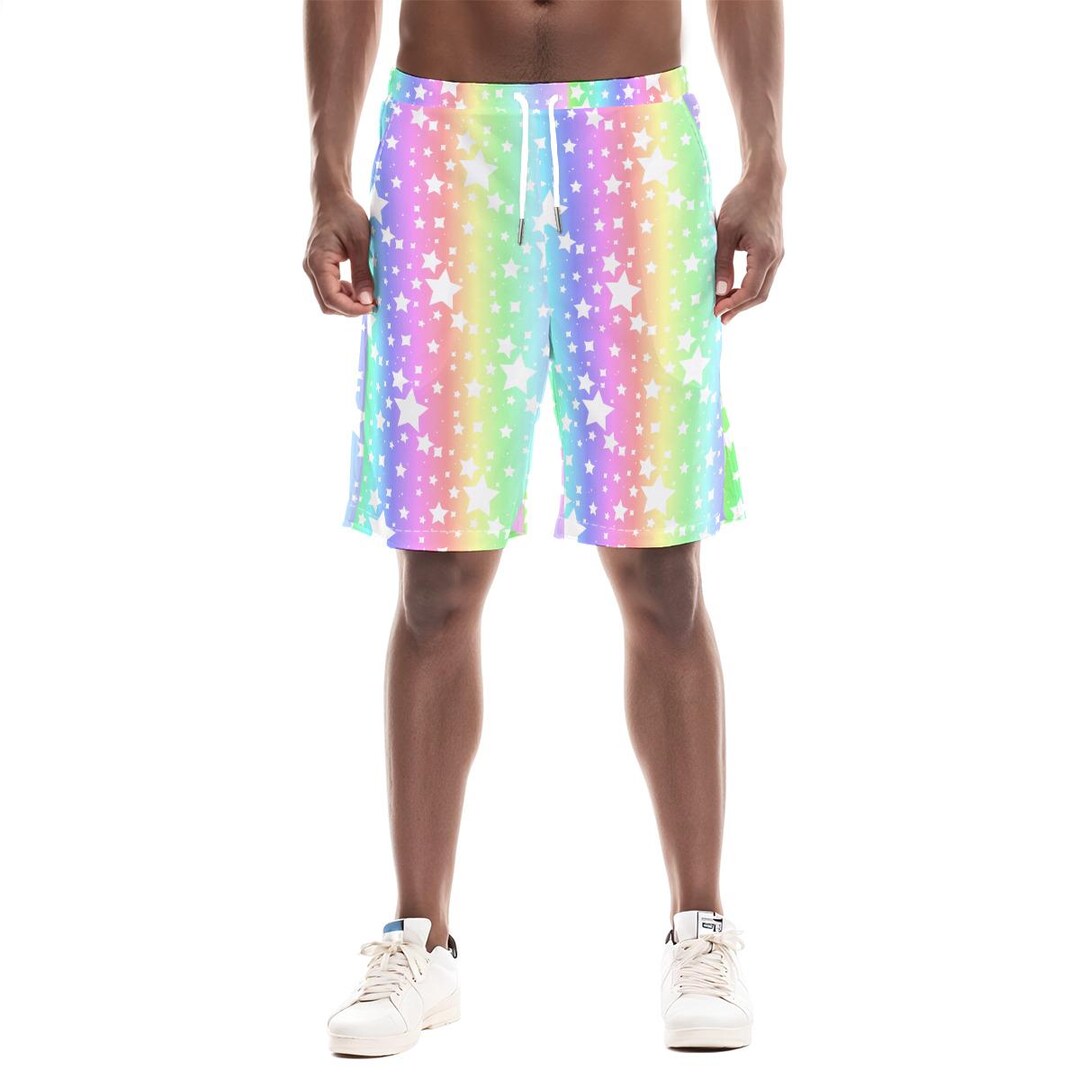 Rainbow Stardust Clown Shorts, Nonbinary Pastel Clowncore Clothing Soft ...