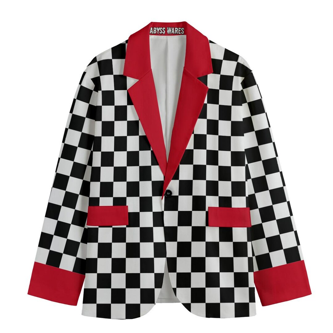 Checkers N Red Mens Clown Suit Coat! Cotton Black White Checkered ...