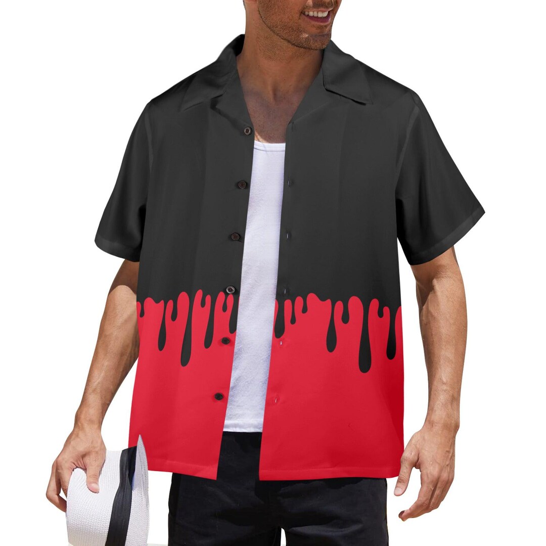 Horror Ooze Bowling Shirt, Mens Goth Button up Camp Collar Shirt - Etsy