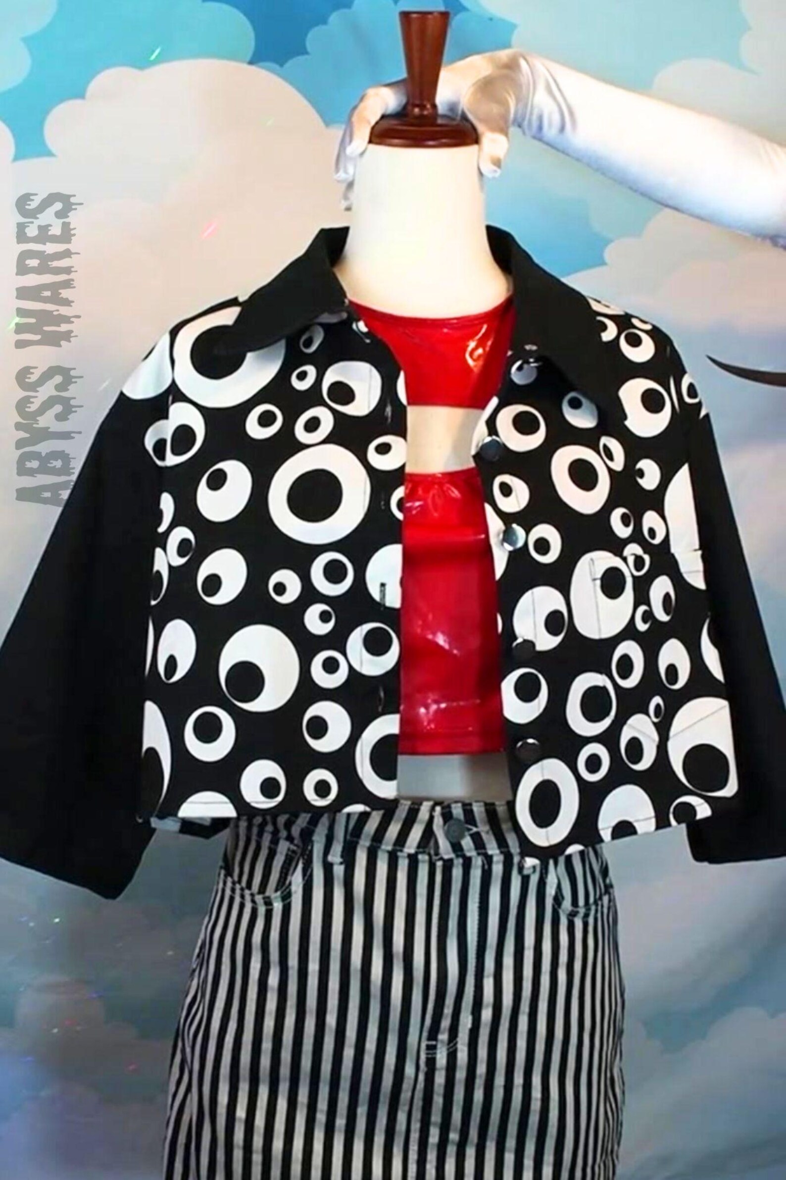 Googly Eyes Bolero, Whimsigoth Weirdcore Cropped Jean Jacket - Etsy