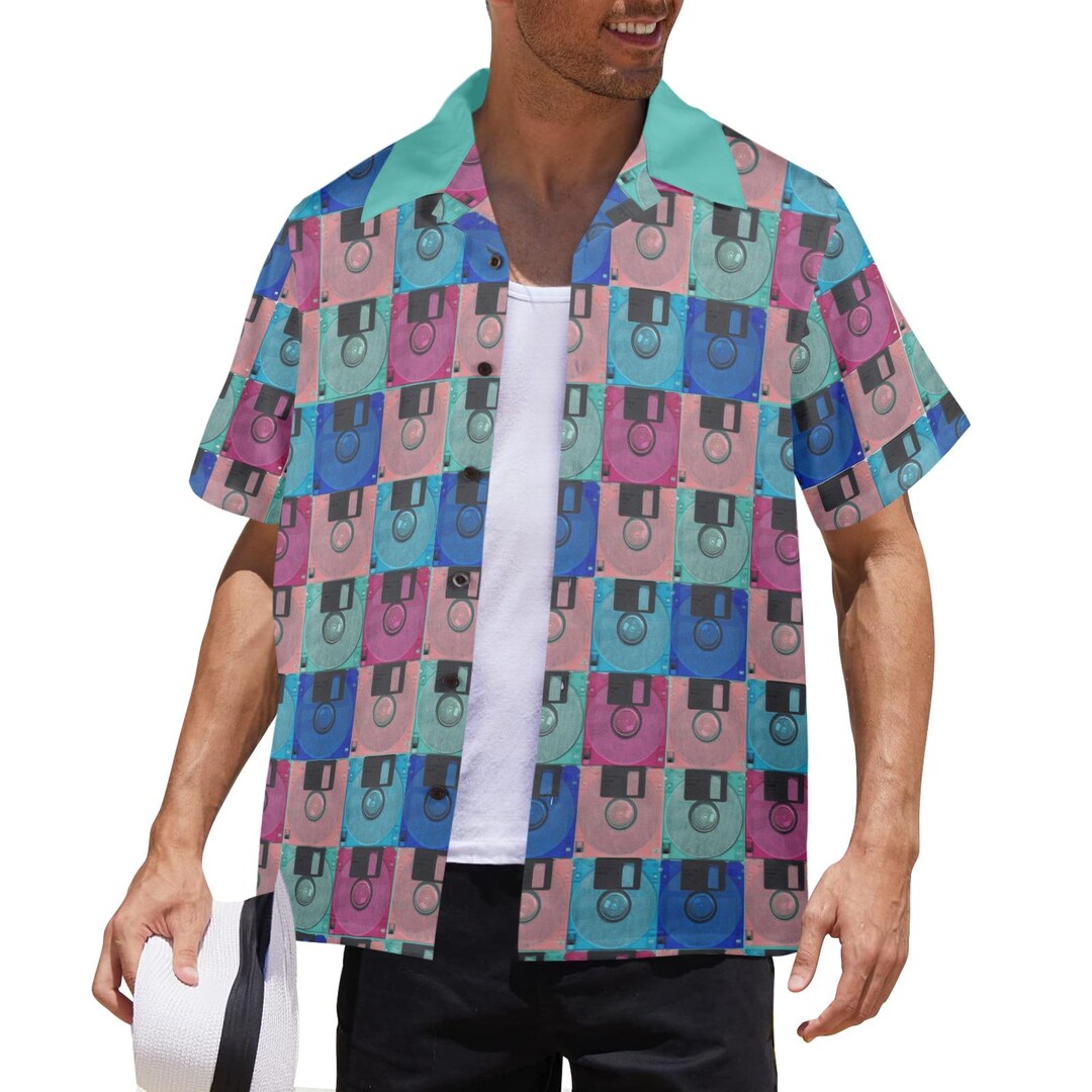Disk-o-tech Mens Bowling Shirt, Y2K Retro Computer Frutiger Aero Cool ...